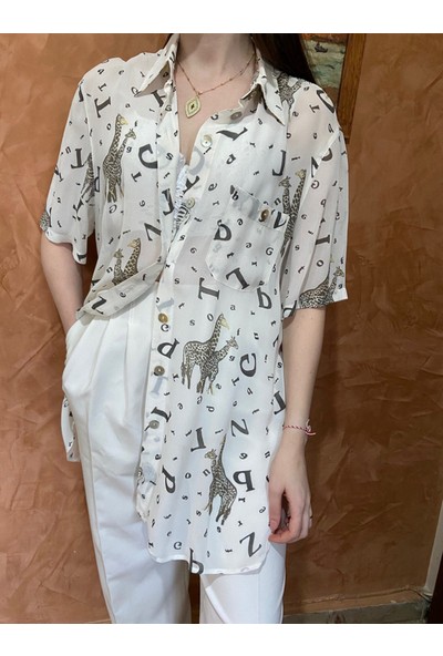 Bycisle Zai Zürafa Desenli Kimono