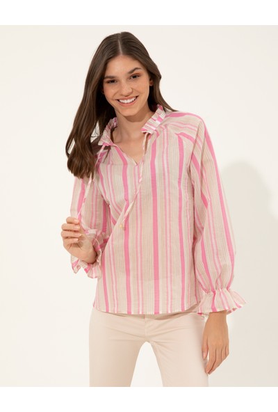 Pierre Cardin Fuşya Regular Fit Bluz 50247946-VR023 Pierre Cardin Fuşya Regular Fit Bluz 50247946-VR023