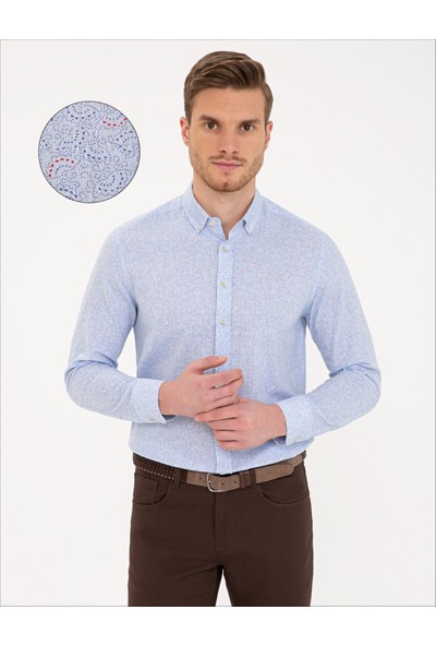 Pierre Cardin Mavi Regular Fit Gömlek 50235128-VR036