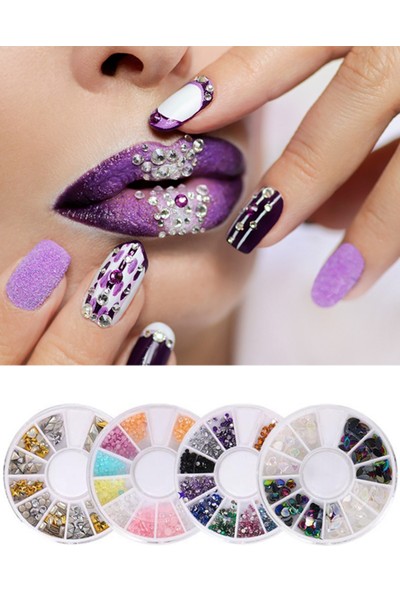 Ocean Tırnak Süsleme Taşı, Kolay Uygulanabilir, 4'lü Nail Art Tırnak Süsleme Taş Seti