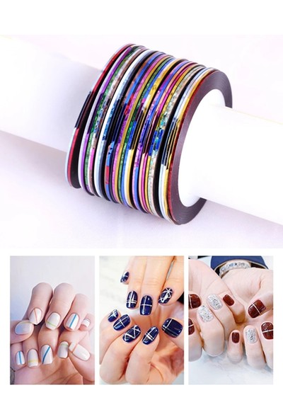 Ocean Nail Art Şerit Bant, Tırnak Süsleme, Kolay Uygulanabilir 10'lu Nail Art Bantları