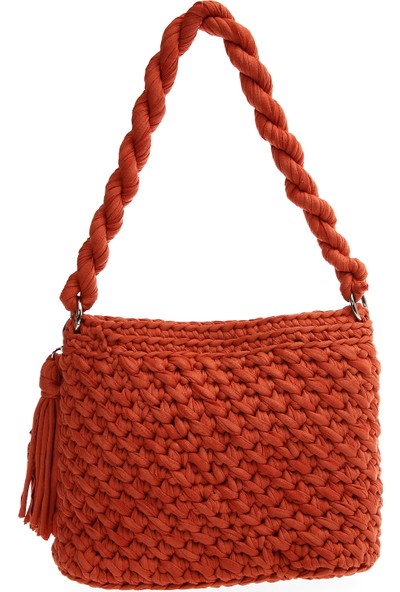 Songül Çantaları El Işi Örgü Çanta - Kiremit