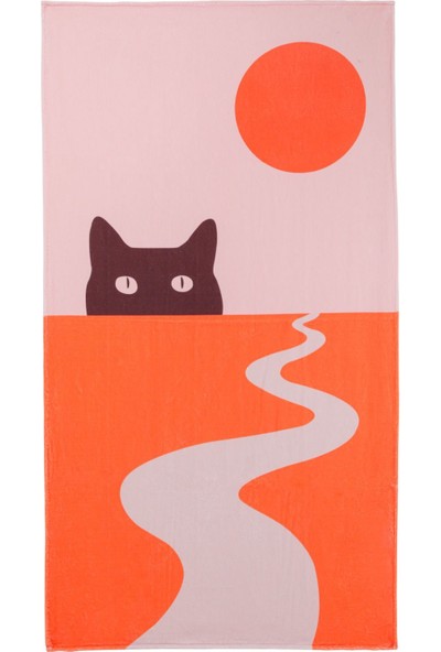 80X150 Plaj Havlusu Cute Cat