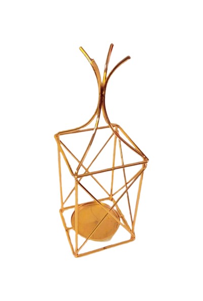 Crystal Turkey Gold Renk Dekoratif Metal 3'lü Fener Mumluk