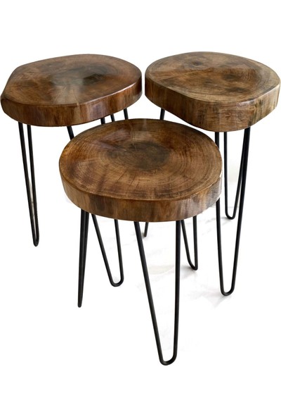Wooded Store Doğal Ceviz Ağacı Kütük 3'lü Zigon Sehpa Wooded Store Doğal Ceviz Ağacı Kütük 3'lü Zigon Sehpa