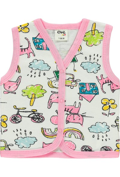 Civil Baby Kız Bebek Yelek 1-9 Ay Pembe Civil Baby Kız Bebek Yelek 1-9 Ay Pembe