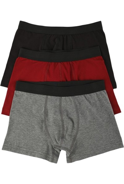 Arma Yıldız Erkek Çocuk Renkli Likralı Düz Boxer 3'lü Paket