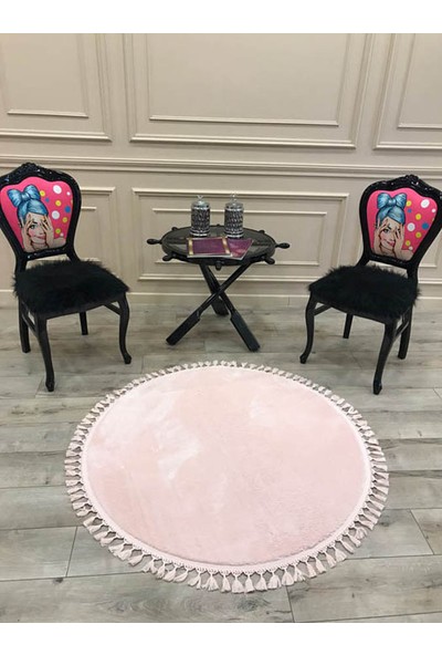 Benzahome Anti Slip Taban Pembe Yuvarlak Puffy Peluş Halı Benzahome Anti Slip Taban Pembe Yuvarlak Puffy Peluş Halı