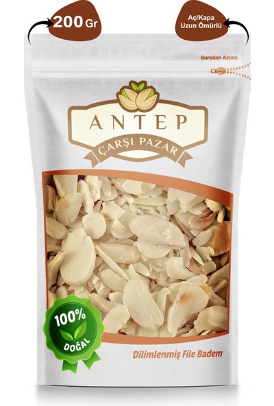 Antep Çarşı Pazar Dilimlenmiş File Badem 200 gr Antep Çarşı Pazar Dilimlenmiş File Badem 200 gr