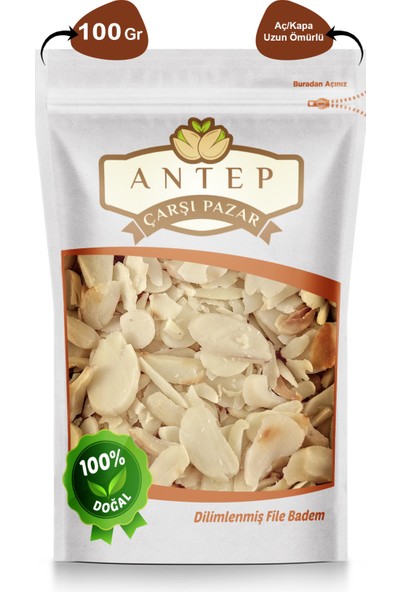 Antep Çarşı Pazar Dilimlenmiş File Badem 100 gr Antep Çarşı Pazar Dilimlenmiş File Badem 100 gr
