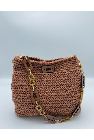 Karenda Brown El Örgüsü Kadın Omuz Çantası