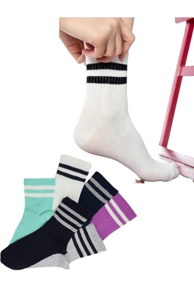Black Arden Socks Unisex Renkli 6'lı Çizgili Tenis Çorabı 36-41 Numara BT-0485 Black Arden Socks Unisex Renkli 6'lı Çizgili Tenis Çorabı 36-41 Numara BT-0485