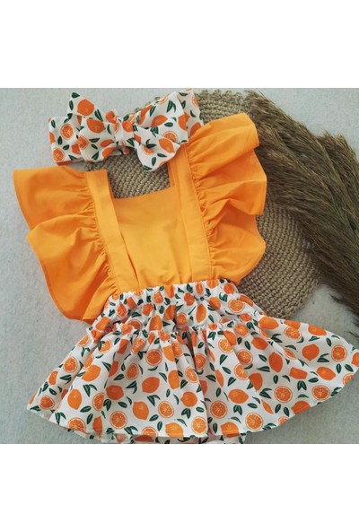 Ufuk Korkmaz Bebek Portakal Desenlı Slopet Elbise