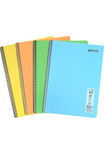 Mynote Flex Pastel PP Kapak A4 80 Yaprak 4'lü Defter Seti - 2 Kareli, 2 Çizgili Mynote Flex Pastel PP Kapak A4 80 Yaprak 4'lü Defter Seti - 2 Kareli, 2 Çizgili