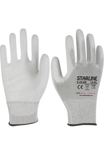 Starline E-49BB Beyaz-Beyaz Pu Eldiven No:7