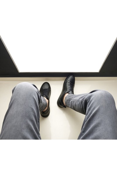 Allurem Deri Günlük Siyah Erkek Sneaker Ayakkabı