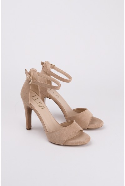 Luvi Harvey Bej Süet Kadın Topuklu Ayakkabı