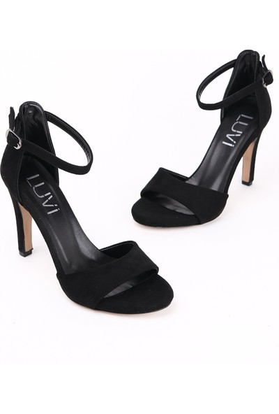 Luvi Harvey Siyah Süet Kadın Topuklu Ayakkabı