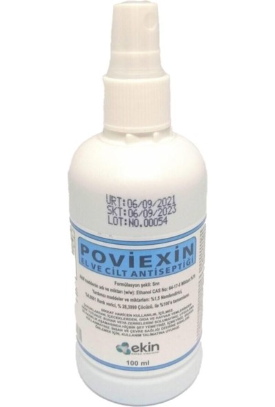 Poviexin %70 Saf Etil Alkol Sprey Başlı El Cilt Antiseptiği 100 ml Poviexin %70 Saf Etil Alkol Sprey Başlı El Cilt Antiseptiği 100 ml