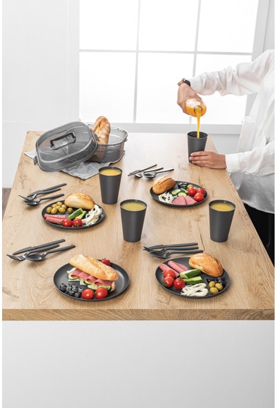 22 Parça 4 Kişilk Pratik Piknik Seti Platin 22 Parça 4 Kişilk Pratik Piknik Seti Platin