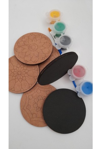 Ebrulisler Ahşap Boyama Mandala Temalı 6'lı Bardak Altlığı Hobi Seti 8,5 cm Ebrulisler Ahşap Boyama Mandala Temalı 6'lı Bardak Altlığı Hobi Seti 8,5 cm