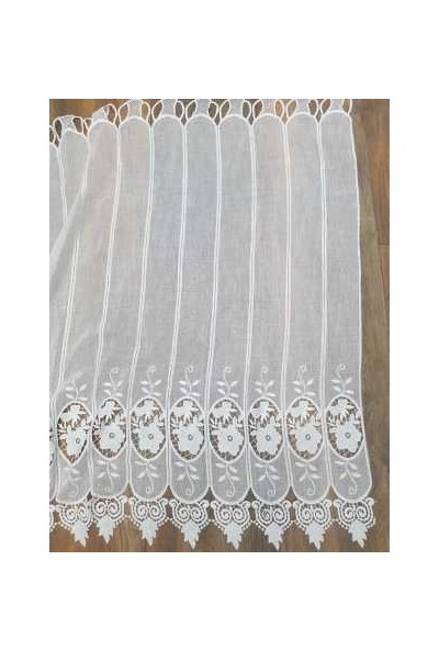 Vanessa Perde Mutfak Güpürü Keten Zemin Üzerine Ağır Aplike Süt Beyaz Dantel Işleme Rustik Uyumlu 90 cm Vanessa Perde Mutfak Güpürü Keten Zemin Üzerine Ağır Aplike Süt Beyaz Dantel Işleme Rustik Uyumlu 90 cm