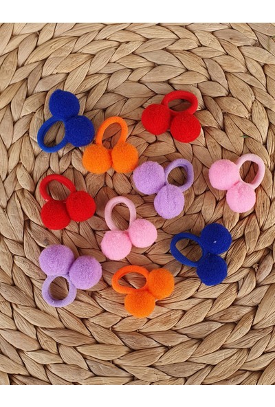 Sermin Şahinkaya Butikalben Ponpon 10'lu Çocuk Lastik Saç Tokası Çocuk Toka