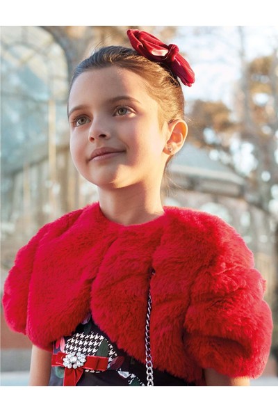 Abel&lula Kırmızı Kız Çocuk Kürk Bolero Abel&lula Kırmızı Kız Çocuk Kürk Bolero