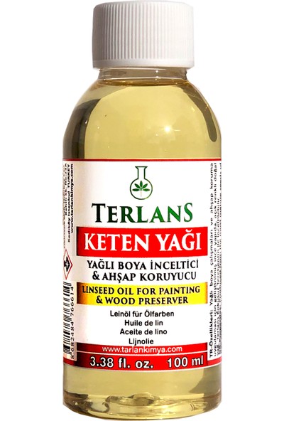 Terlans Keten Yağı 100 ml Resim Yağı & Ahşap Koruyucu Linseed Oil Terlans Keten Yağı 100 ml Resim Yağı & Ahşap Koruyucu Linseed Oil