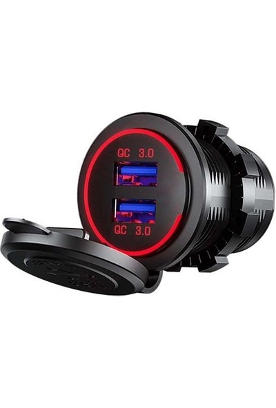 Dts Teknoloji Ch-30 Hızlı Şarj Qc 3.0 Su Geçirmez USB Araç Şarj Soketi Çift USB