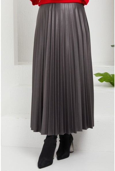 Lovie Piliseli Deri Görünümlü Etek Lovie Piliseli Deri Görünümlü Etek