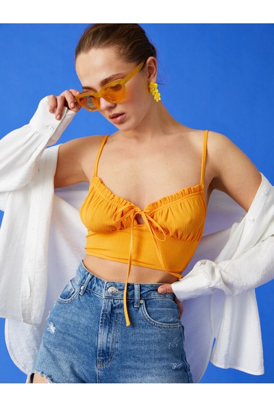 Koton Kadın Crop Atlet Bağlama Detaylı Ince Askılı