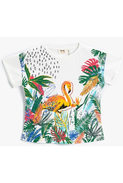 Koton Kız Çocuk Flamingo Baskılı Tişört Yaz Temalı Bisiklet Yaka P Koton Kız Çocuk Flamingo Baskılı Tişört Yaz Temalı Bisiklet Yaka P