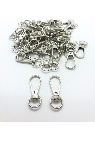 Aklar Çanta 50 Adet 1 cm Yay Kanca Gümüş Anahtarlık Halkası
