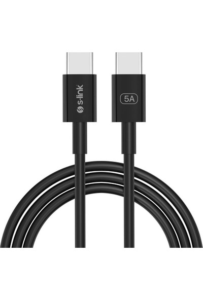 S-Link SL-C124 1m 20V 5A 100 W Pd 3.0 Type C To Type C Quick Super Charge Data ve Şarj Kablosu S-Link SL-C124 1m 20V 5A 100 W Pd 3.0 Type C To Type C Quick Super Charge Data ve Şarj Kablosu