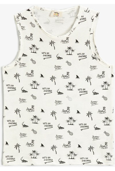 Koton Erkek Çocuk Palmiye Baskılı Atlet Bisiklet Yaka Pamuklu