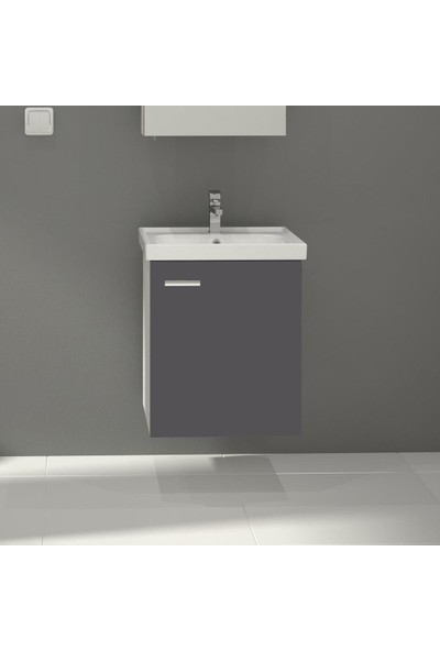 Denko Terra 50 Cm Mdf Antrasit Gri Banyo Dolabı Alt Modül, Lavabo Denko Terra 50 Cm Mdf Antrasit Gri Banyo Dolabı Alt Modül, Lavabo