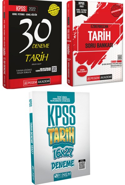 Pegem Yayınları Ezberbozan Tarih + 30 Deneme + Panem 16X27 Deneme Pegem Yayınları Ezberbozan Tarih + 30 Deneme + Panem 16X27 Deneme