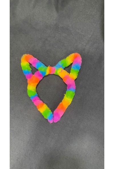 Masho Trend Rengarenk Peluş Tavşan Kulaklı Taç - Yılbaşı Kız Çocuk Tacı - Tavşan Tacı