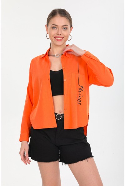 Pilise Kadın Turuncu Sırt Detaylı Gömlek