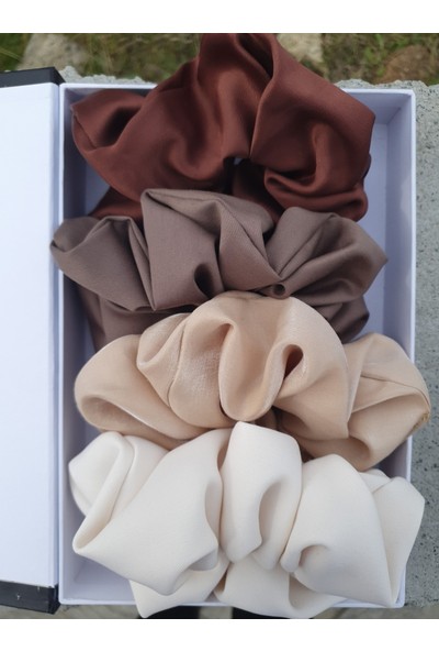 Kalben Accessories4'lü Kadın Saç Lastik Toka, Saç Lastiği, Saten Saç Lastik Toka