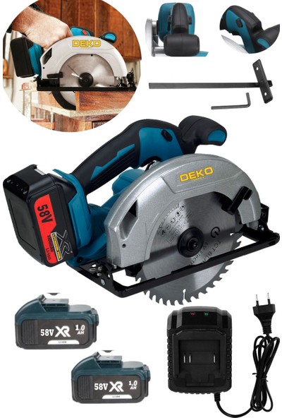 Deko Çift Akülü Multi Brushless Function 185MM Açı Ayarlı Akülü Daire Testere Ahşap Sunta Kesme 58V 10AH Deko Çift Akülü Multi Brushless Function 185MM Açı Ayarlı Akülü Daire Testere Ahşap Sunta Kesme 58V 10AH