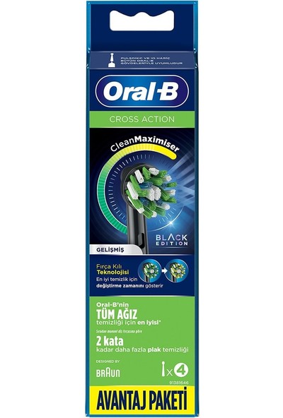 Oral-B Oral-B diş Fırçası Yedek Başlığı Siyah Cross Action 4'lü Oral-B Oral-B diş Fırçası Yedek Başlığı Siyah Cross Action 4'lü