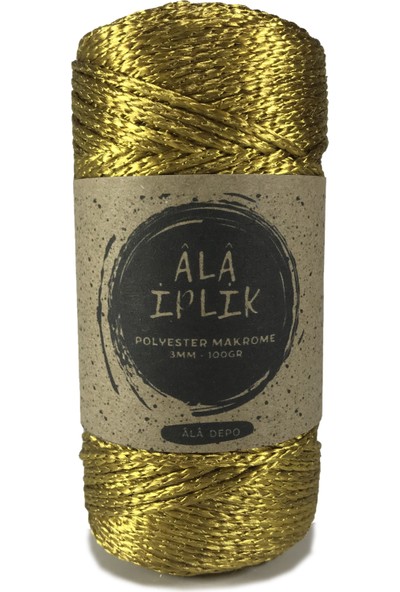 Ala Depo Polyester Makrome Ip 3mm Altın Rengi 100 Gram Ala Depo Polyester Makrome Ip 3mm Altın Rengi 100 Gram