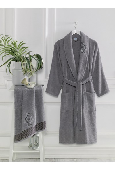 Şilay Home Şilay Büyük Beden Havlulu Bornoz 2'li Set Antrasit Şilay Home Şilay Büyük Beden Havlulu Bornoz 2'li Set Antrasit
