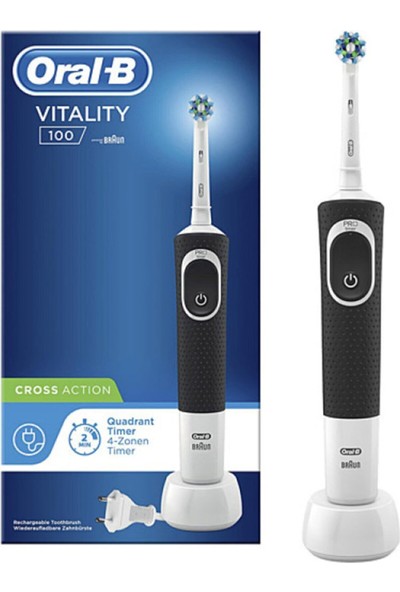 Oral-B Oral-B vitality D100 Şarj Edilebilir Cross Action Black Elektrikli Diş Fırçası Oral-B Oral-B vitality D100 Şarj Edilebilir Cross Action Black Elektrikli Diş Fırçası