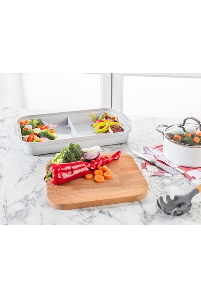 Madame Coco Eolya Hazneli Ahşap Kesme Tahtası - Soft Gri Madame Coco Eolya Hazneli Ahşap Kesme Tahtası - Soft Gri