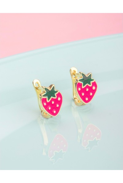 Else Silver 925 Ayar Gümüş Çilek Çocuk Küpesi