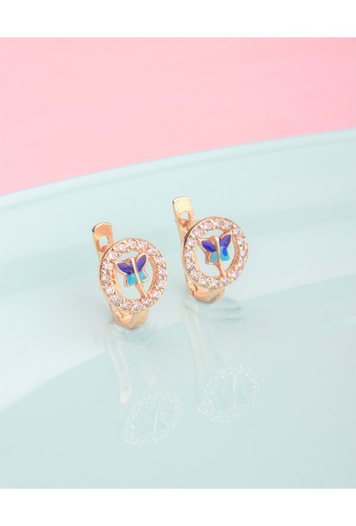 Else Silver 925 Ayar Gümüş Kelebek Yuvası Çocuk Küpesi