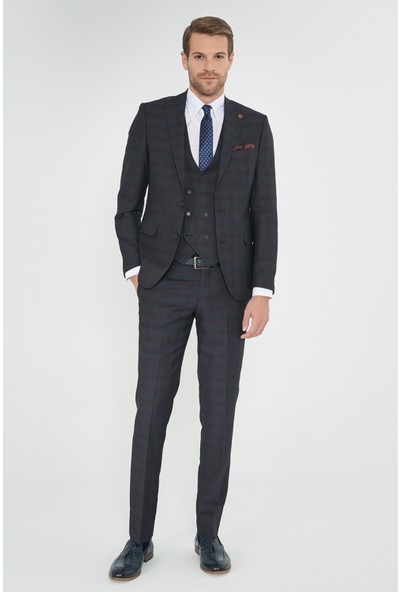 Altınyıldız Classics Ekstra Slim Fit Yelekli Yünlü Spor Nano Takım Elbise